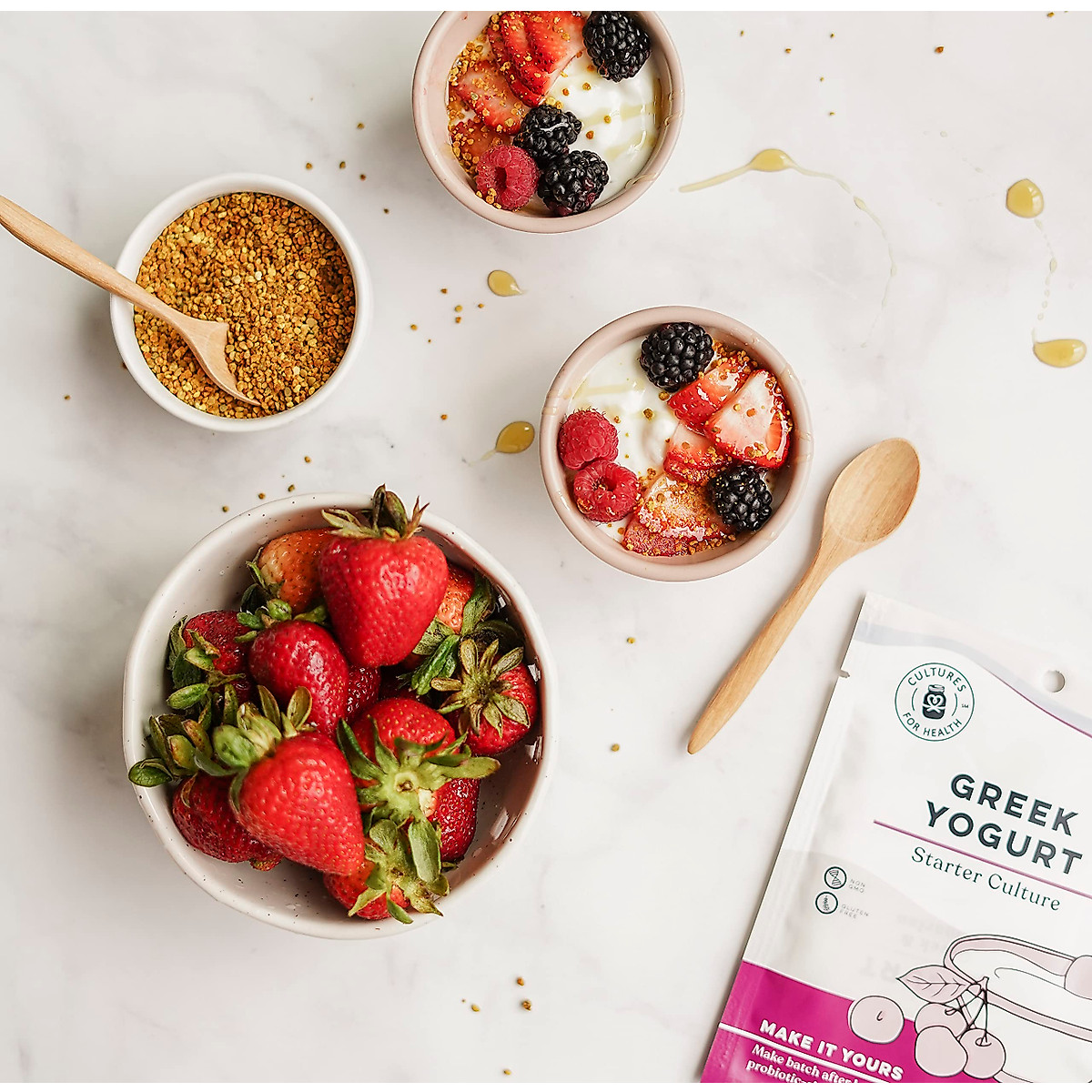 Cultures for Health Greek Yogurt Starter Culture | 2 Packets Dehydrated Heirloom Style DIY Probiotic Yogurt | Delicious for Smoothies, Granola and Berries, Tzatziki, Soup, & Other Healthy Snacks