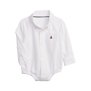 GAP baby boys Oxford Bodysuit Dress Shirt, White V2 Global, 3-6 Months US