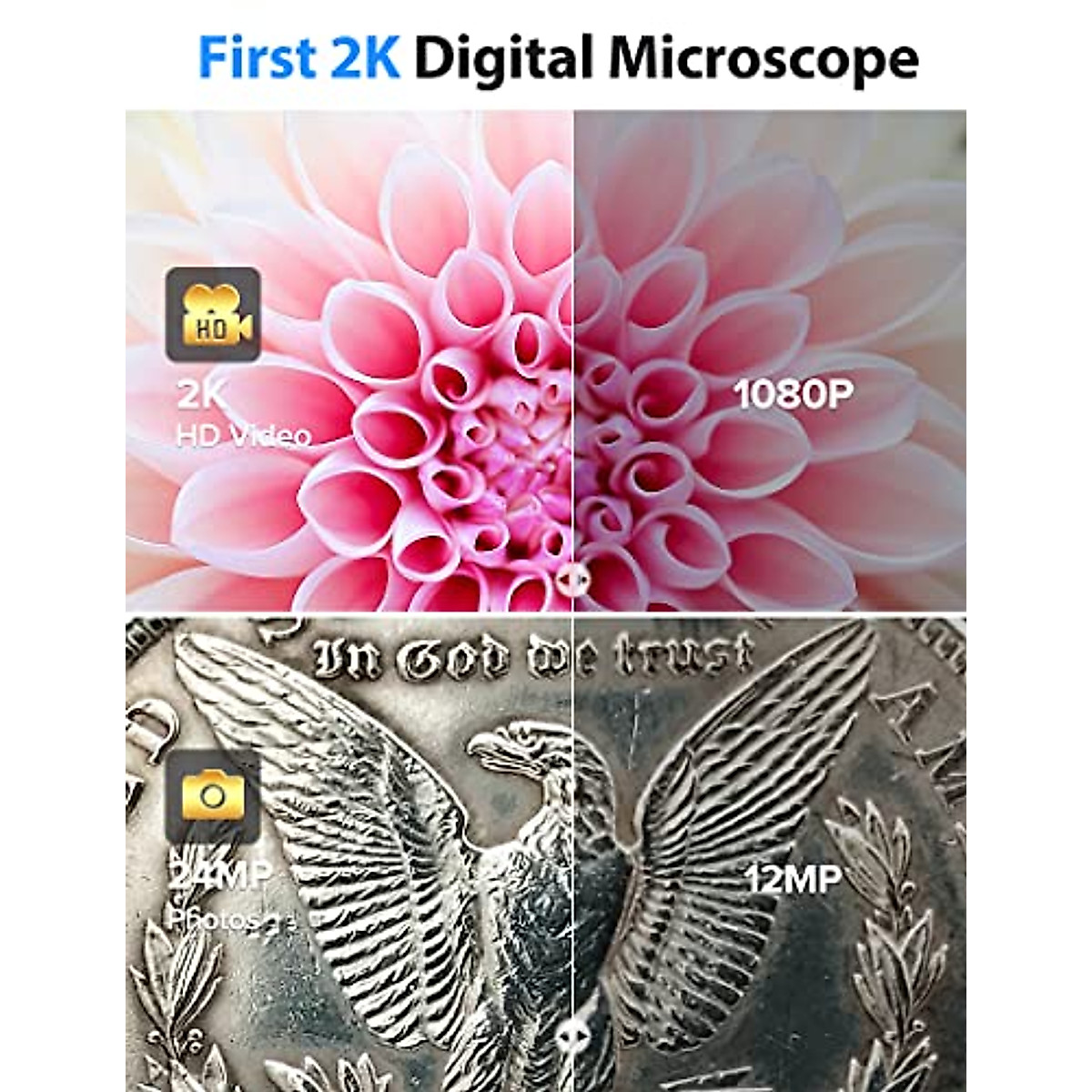 2K LCD Digital Microscope 1200X, Dcorn 7" 24MP HDMI Microscope, Soldering Coin Microscope with Lights, Extension Tube & 32GB Card Included, Coin Magnifier with Light