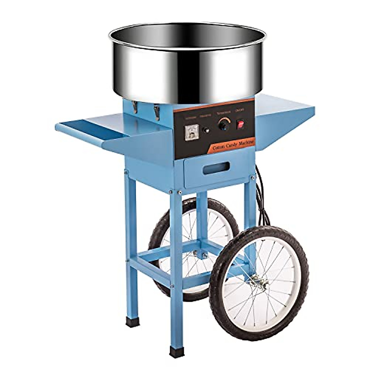 Commercial Cotton Candy Machine w/Cart Electric Cotton Candy Floss Maker - 110V for the Perfect Party Favor for Birthdays, School function, or Social Events.（Blue） (With wheels, BLUE)