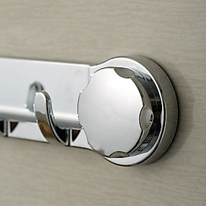 NevStp 5 Hooks Suction Cup Wall Hanger Vacuum Rack Vacuum Sucker Towel Rack Washroom Sundries Storage Hook Bathroom Organizer,Silver