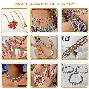 QUEFE 40000pcs 2mm Glass Seed Beads for Jewelry Making Kit, 440pcs Letter Beads 100pcs Smiley Face Beads & 100pcs Evil Eye Beads for Bracelets Necklace Ring Making DIY Art Craft Gifts
