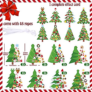 48 Pieces Christmas Tree Craft Kit for Kids Christmas Arts and Crafts Make Your Own Christmas Craft Project for Kid DIY Christmas Tree Ornament Kit Self Adhesive Sticker Sheet for Xmas Tree Decoration