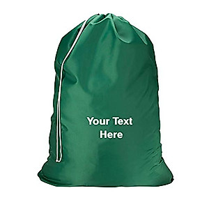 Personalized Nylon Laundry Bag - Locking Drawstring Closure and Machine Washable Green