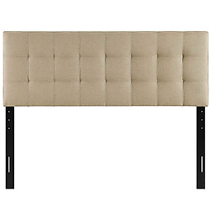 Modway Lily Tufted Linen Fabric Upholstered Queen Headboard in Beige