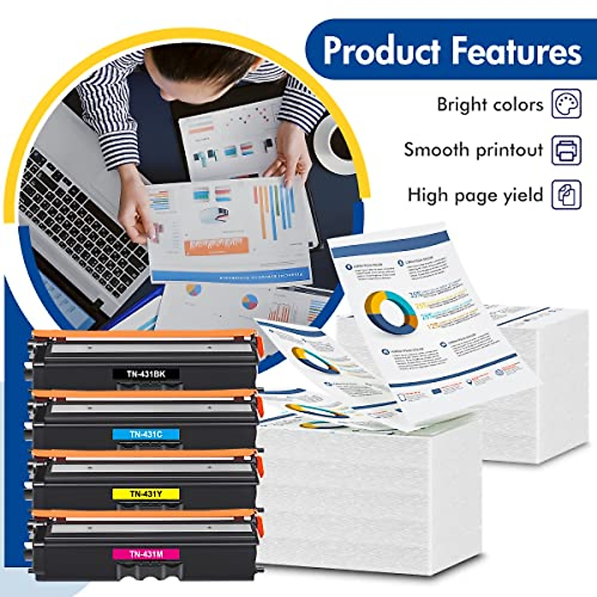 TN431 TN-431 Toner Cartridge Compatible Replacement for Brother TN431BK TN431C TN431M TN431Y TN431 TN-431 for Brother HL-L8360CDW MFC-L8900CDW HL-L8260CDW MFC-L8610CDW HL-L8360CDWT Printer