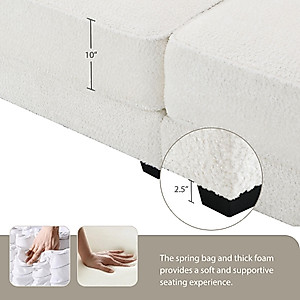 Merax 81" Modular Sectional Couches for Living Room, L Shape Pull Out Convertible Sleeper Sofa Bed with Ottoman in Apartment, Office, Dorm, White