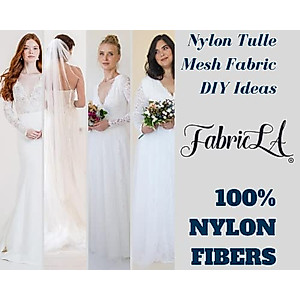 FabricLA 100% Nylon Tulle Mesh Fabric - Wedding Tulle Veil Fabric - 108" Wide (270 CM) Tulle Fabric Bolt of 50 Yard - Use as Wedding Gowns, Wedding Veils, Dresses, & Interior Design - Ivory