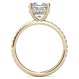 10K Solid Yellow Gold Handmade Engagement Rings, 3 CT Cushion Cut Moissanite Diamond Solitaire Bridal/Wedding Ring for Women/Her, Minimalist Ring Anniversary Ring For Gifts (8.5)