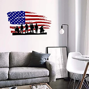 Amaonm Removable Vinyl American Flag and Soldier Wall Decal USA Flag Wall Stickers Peel Stick Art Decor for Classroom Kids Bedroom Teens Nursery Living Room Playroom Offices Wall Decoration (Flag)