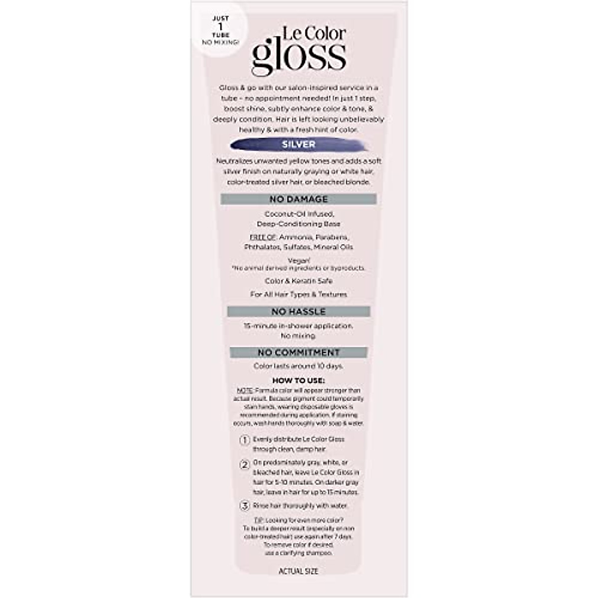 L'Oreal Paris Le Color Gloss One Step In-Shower Toning Hair Gloss, Neutralizes Brass, Conditions & Boosts Shine, Silver, 4 Ounce
