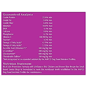 Blue Buffalo Life Protection Formula Natural Senior Small Breed Dry Dog Food, Chicken and Brown Rice 5-lb Trial Size Bag