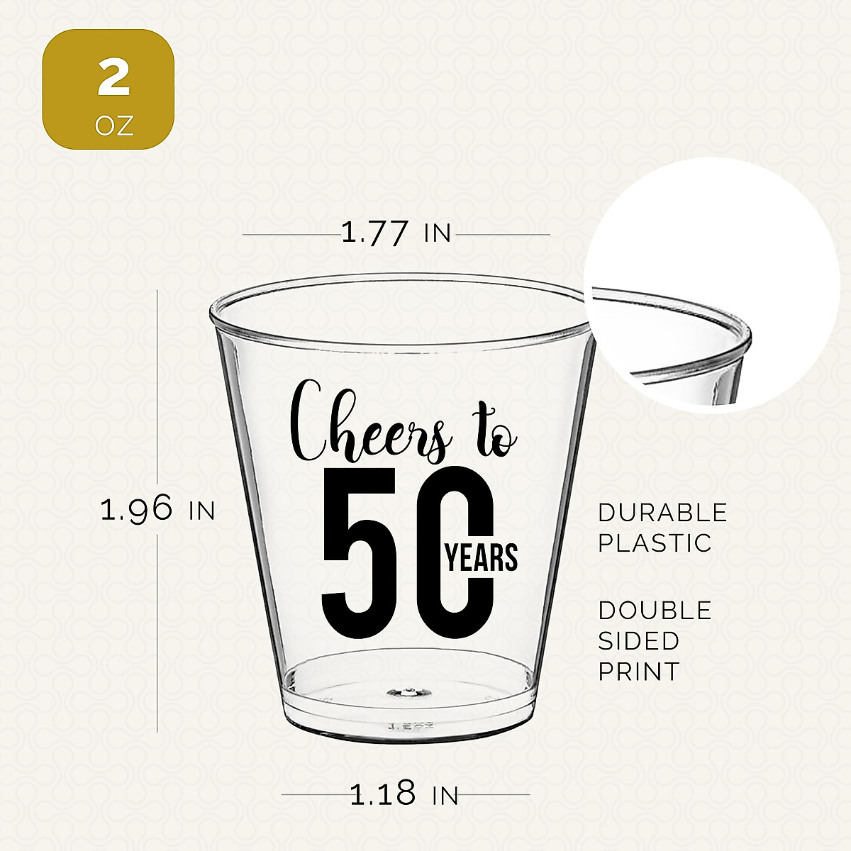 Cheers To 50 years Shot Glasses 100 PCS – 50th Birthday Shot Glasses Disposable 2oz, 50th Birthday Decorations For Men, 50th Birthday Cups Plastic, Perfect For 50th Birthday Party Favors