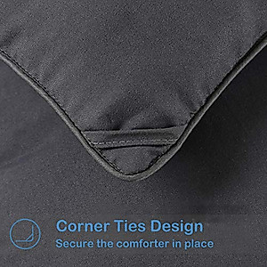 EASELAND All Season Queen Size Soft Quilted Down Alternative Comforter Reversible Duvet Insert with Corner Tabs,Winter Summer Warm Fluffy,Dark Grey,88x88 inches