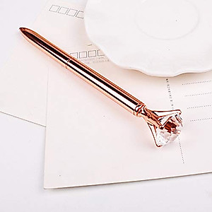 YZNlife 8 PCS Rose Gold Big Crystal Diamond Ballpoint Pen Bling Metal Ballpoint Pen Office Supplies Gift Pens For Christmas Wedding Birthday, Includes 8 Pieces Pen Refills,8 Pieces Black Velvet Bags