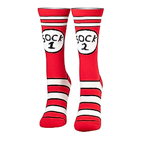 Cool Socks Novelty Crew Socks Women's Dr. Seuss Sock 1 Sock 2, Graphic Print, Large