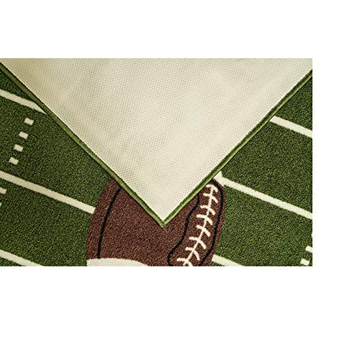Furnish My Place 705 Solid Football 3'3"x5' Dalyn Rug, All Star Football Ground, Play Area Rug for Kids, Football Field Ground Rectangle, Anti Skid Rubber Backing, Green