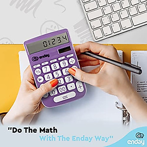 Calculator For Students Purple, Basic Calculator 12 Digits Solar Powered Calculators Large Display Office Desktop Calculator Four Function Handheld Desk Calculator Perfect for Office & School-By Enday