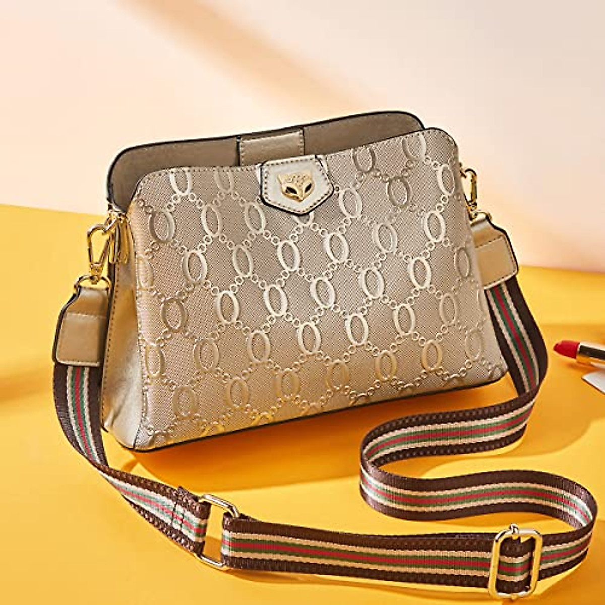 FOXLOVER Small Cowhide Leather Crossbody Bags for Women with Adjustable Strap Cute Trendy Shoulder Purse Large Capacity Commute Handbag