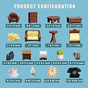23pcs Brown Dollhouse Mini Furniture Kit Decoration DIY Accessories Including Dining Room Sitting Living Bedroom Set Toys for Baby Boys Children Girls Dollhouse Accessories
