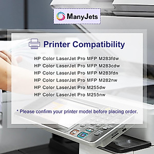 ManyJets 206A Compatible Toner Cartridge with Chips Replacement for HP 206A W2110A 206X W2110X Black Work with HP Pro M283fdw M255dw M283cdw M282nw M283fdn M255nw Printer (Black,2-Pack,with Chips)