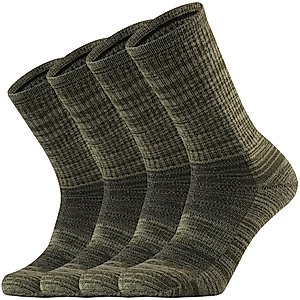 Ortis Men's Merino Wool Cushion Crew Socks with Moisture Wicking Control Light Weight Breathable for Outdoor Hiking Cycling(Green L)