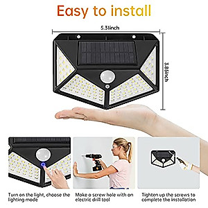 SUNET 100-LED Motion Sensor Outdoor Light IP65 Waterproof Wireless Led Solar Outdoor Lights Bright for Backyard Garden Fence Patio Front Door Garage Deck Pathway Porch