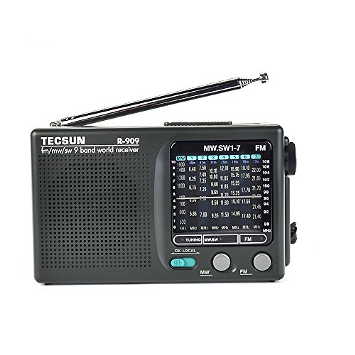 TECSUN R-909 AM/FM/SM/MW (9 Bands) Multi Bands Radio Receiver Broadcast with Built-in Speaker