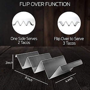 Taco Holder Stand - Set of 3 - Grill Safe Oven Trays 304 Stainless Steel Taco Racks with Handles - Fill & Serve Tacos With Ease - Taco Plate