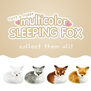 4 Pcs Stuffed Fox Plush Ornament Simulation Furry Fox Decorations Animals Plush Mini Squint Sleeping Plush Static Figures Model for Home Birthday Graduation Favors
