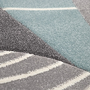 Paco Home Kids Rug for Childrens Room Mountains Starry-Sky in Light Blue Gray White, Size: 6'7" x 9'6"