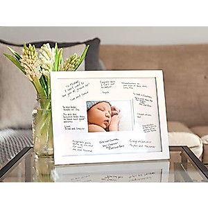Pearhead Signature Frame Guest Book – Perfect for Any Baby Registry, Includes Mat for Guests to Leave Well-Wishes– Great for Celebrating Baby Showers, Birthdays or Any Special Event, White
