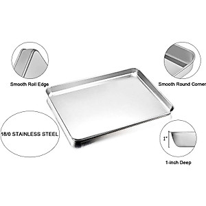 TeamFar Baking Sheet Set of 2, Baking Pans Tray Cookie Sheet Stainless Steel, Non Toxic & Healthy, Mirror Finish & Rust Free, Easy Clean & Dishwasher Safe