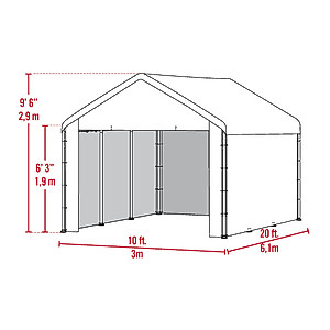 ShelterLogic 10' x 20' Outdoor MaxAP Canopy Enclosure Kit (Frame and Cover Sold Separately), 10 x 20, White