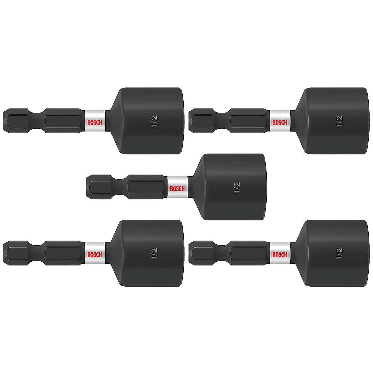 BOSCH ITNS12B 5-Pack 1-7/8 In. x 1/2 In. Impact Tough Nutsetters