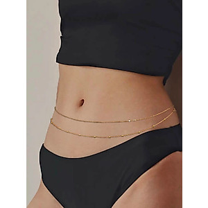 Beaded Waist Chain, Dainty Belly Chain, Simple Bikini Body Chain for Women (WC32-Beaded&Chain)