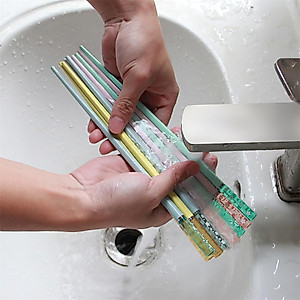 Chopsticks Reusable Dishwasher Safe, AYFDISHS 5 Pairs 9.45 Inches Lightweight Fiberglass Chopstick, Japanese Chinese Sakura Chopstick, Non-slip Chop Sticks, Multicolor