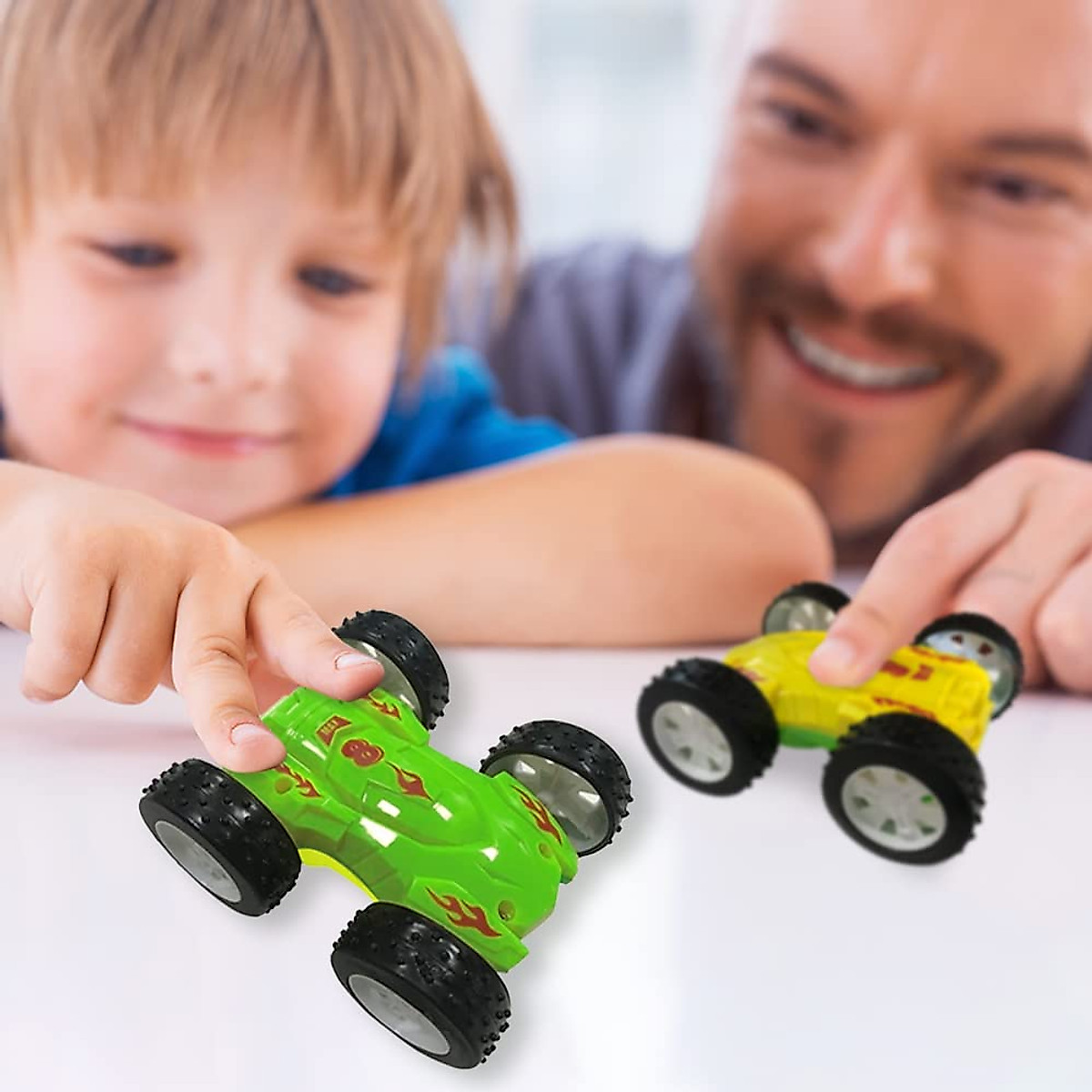 ArtCreativity Friction Flip Stunt Toy Cars for Kids, Set of 2, Cool Friction Powered Push n Go Double-Sided Cars, Awesome 360 Degree Flips, Great Birthday Gift Idea for Boys