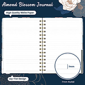 Spiral Journal/Notebook - Lined Journal with Back Pocket and Hardcover, 8.5" x 6.4", College Ruled Notebook/Journal, Premium Thick Paper, Strong Twin-Wire Binding, Perfect for School, Office & Home -