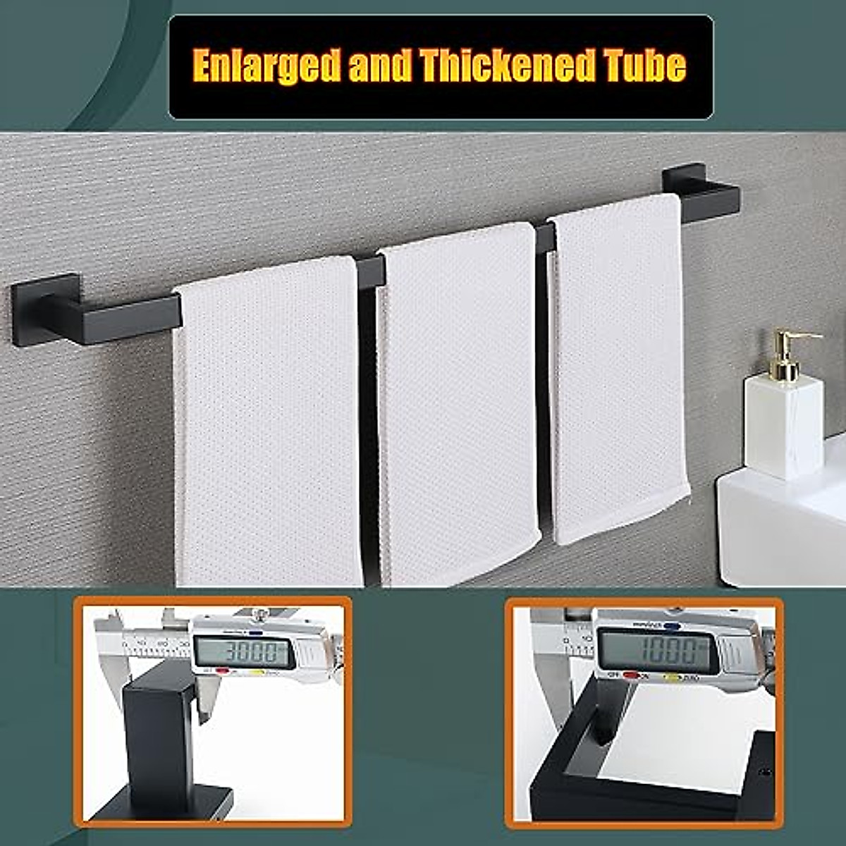 Alise Bath Towel Bars,28 Inch Towel Holder Towel Racks for Bathroom and Lavatory,SUS304 Stainless Steel Hand Towel Hanger Towel Rail Wall Mount,Matte Black