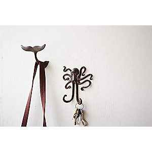 KALALOU Cast Iron Octopus Wall Hook, One Size, Brown