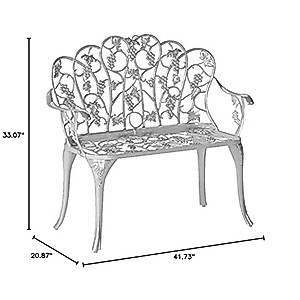 Plow & Hearth Weatherproof Grapevine Outdoor Bench | Holds Up to 300 lbs | Garden Patio Porch Park Deck | Metal | White