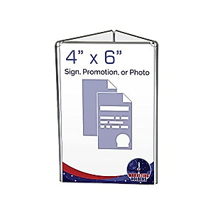10 Pack Sign Holder Multi Sided 4 x 6 Inch Clear Acrylic Counter Signage Display Accommodates 3 Images for Bars Restaurants and Nightclubs by Marketing Holders