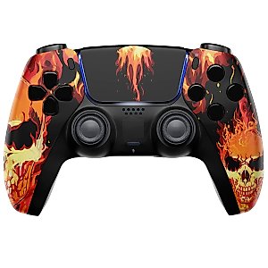 Custom Wireless UN-MODDED PRO Controller compatible with PS5 Exclusive Unique Design (Fire Skull)