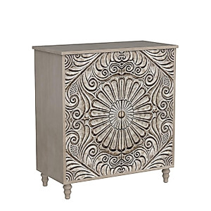 COSIEST Sideboard Storage Cabinet, Vintage MDF Accent Cabinet with Adjustable Shelf, Free-Standing Buffet Server Console Cabinet for Kitchen Dining Room Living Room Hallway, Grayish
