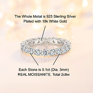 SecreTalk 2ct Moissanite Engagement Promise Ring for Women - Diamond Wedding Band 925 Sterling Silver D Color VVS with Certificate of Authenticity (6)