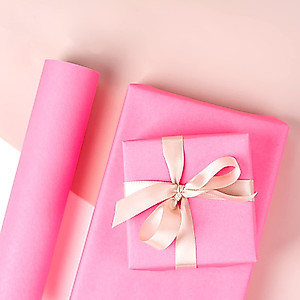 LeZakaa Pink Wrapping Paper Roll - Fluorescent Neon Solid Color Paper for Birthday, Valentine's, Mother's Day, Holiday - 17 inches x 32.8 Feet (47.23 sq.ft.)