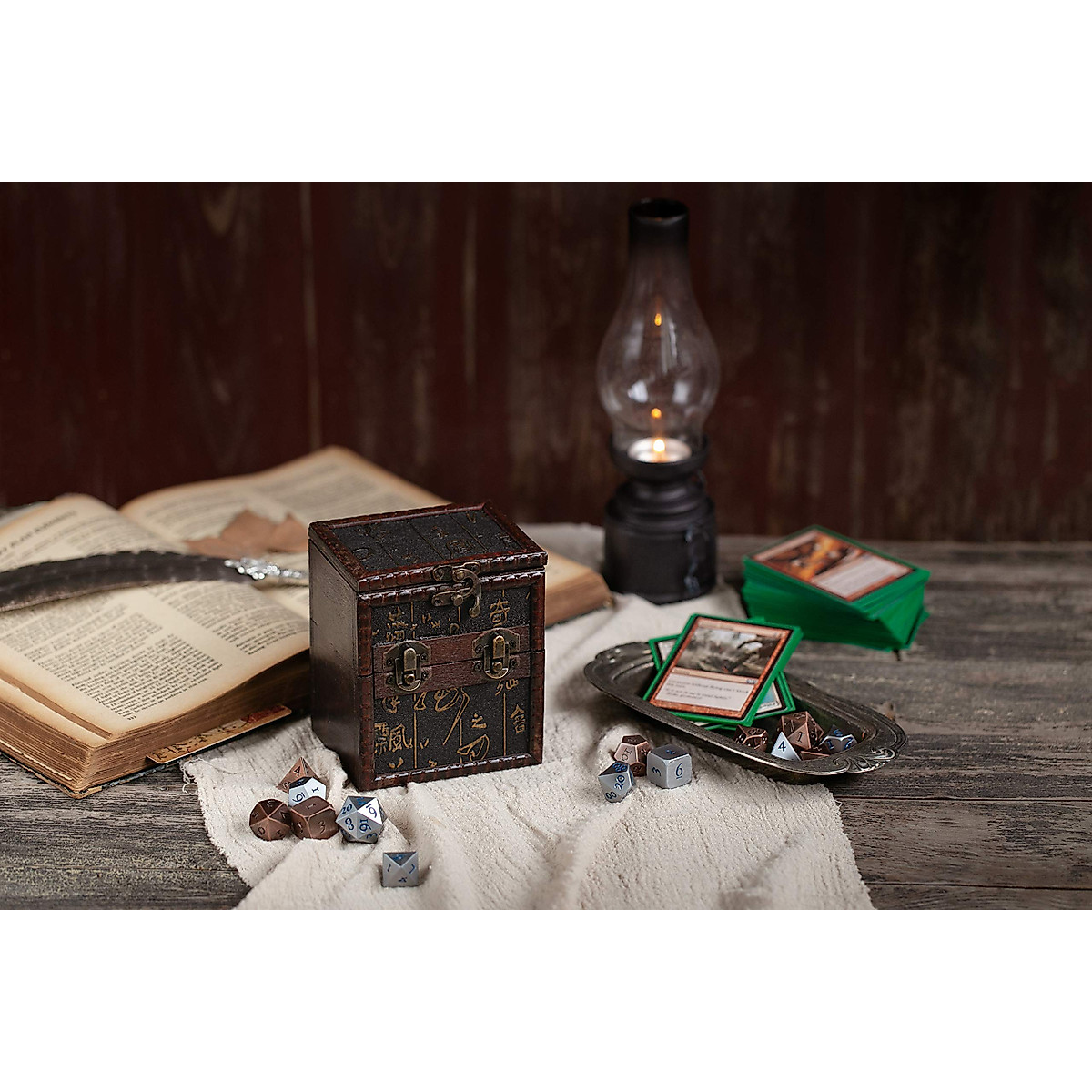 KakapopoTCG Elven Vault (Ancient Runes) Wood Deck and Counter Box Protector Sleeve Storage Trading Cards TCG MTG Magic FaB YGO EDH Commander Box FaB TCG PTCG Dice Box