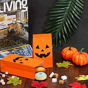 24 Pieces Halloween Pumpkin Paper Bags Candy Party Bags Present Paper Bags Grocery Bags Crafting Paper Bags Lunch Flat Bottom Halloween Bags (7 x 3.5 x 2.4 Inch)