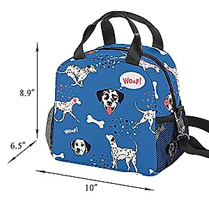 YCGRE Kids Blue Lunch Bag with Dog Design, Polyester, 10 x 6.5 x 8.9 in